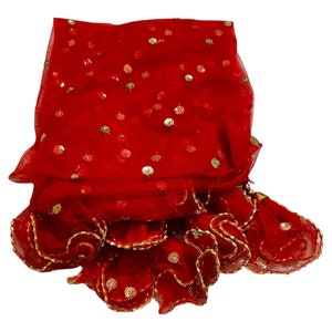 Designer Red Net Dupatta | Indian Dupatta| Net Seqins Embroidered ...