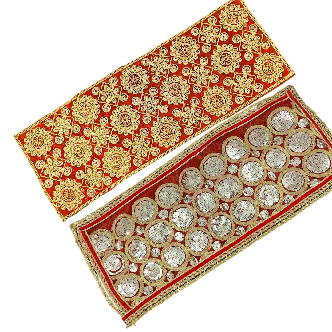 Devi Maa Chunni Small Size Heavy Embroidery With Golden Sequins Work ...