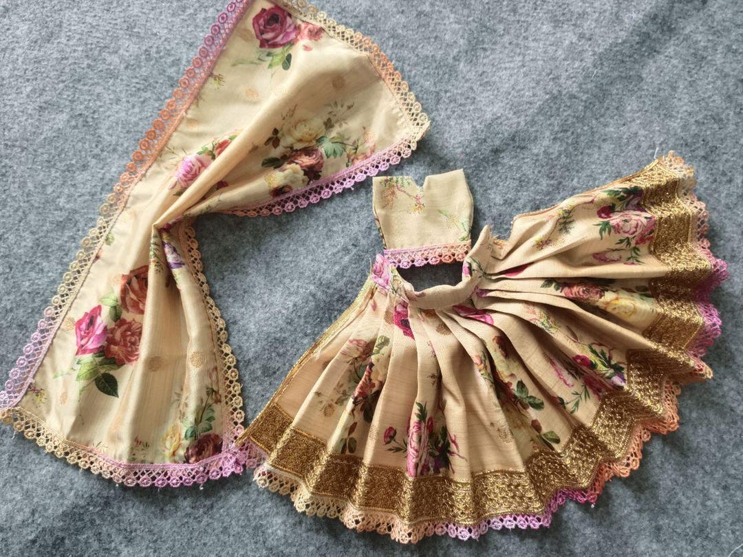 Devi Ma Dress | Silk Blend Floral Poshak for 10 Inch Idol - Etsy