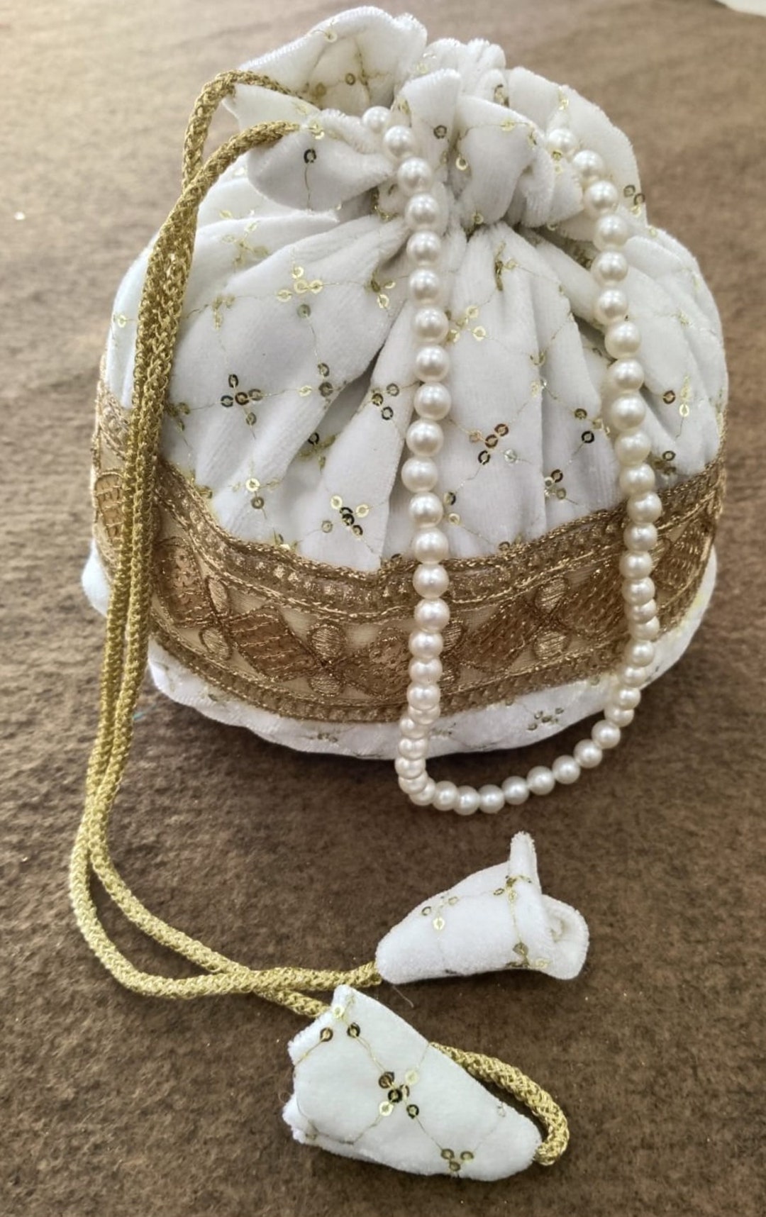 Handmade White Velvet Potli Bag: Wedding Favor Gift Pouch - Etsy