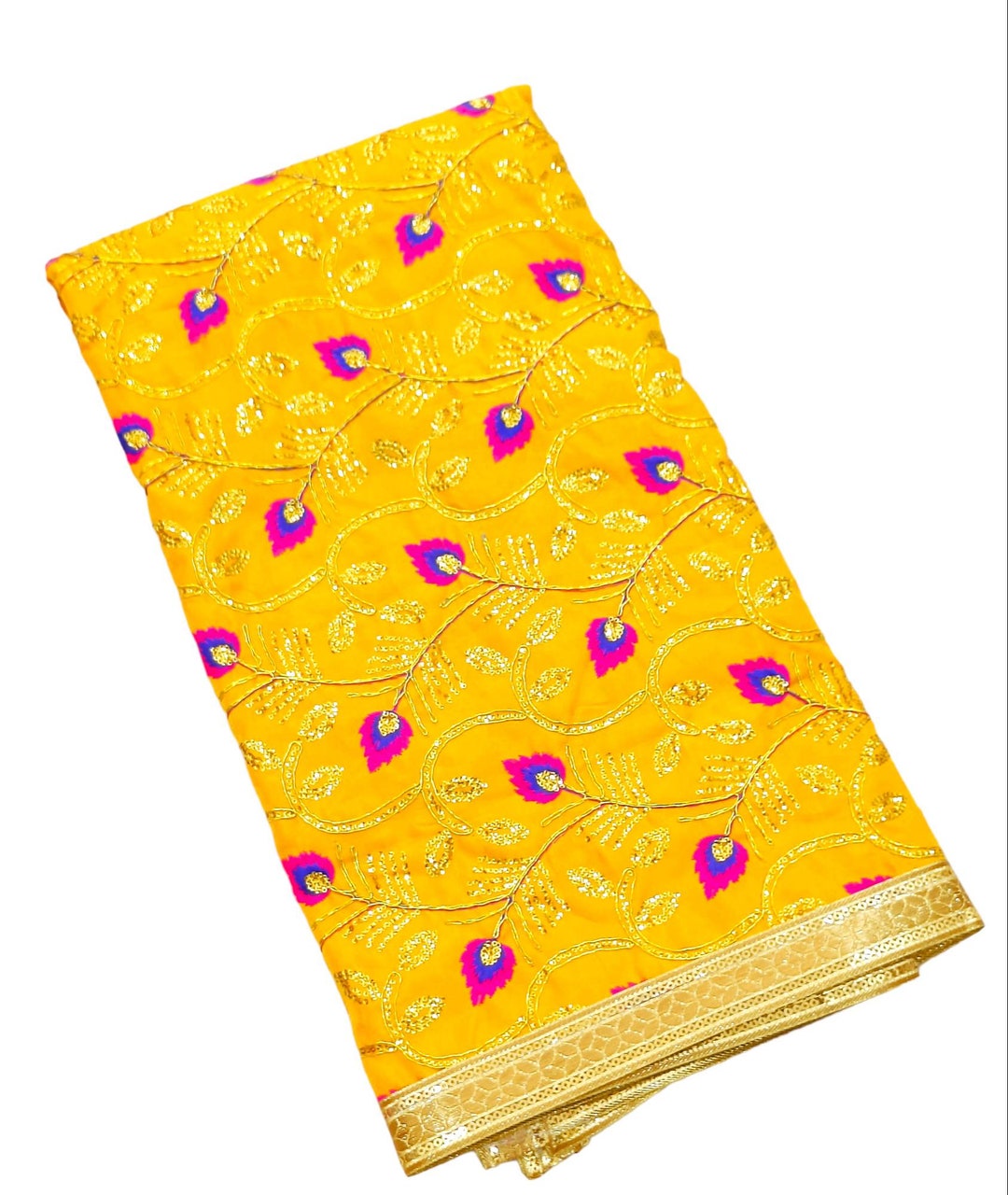 Beautiful Yellow Embroidered Silk Sai Baba Vastra/devi Ma Shawl/deity ...