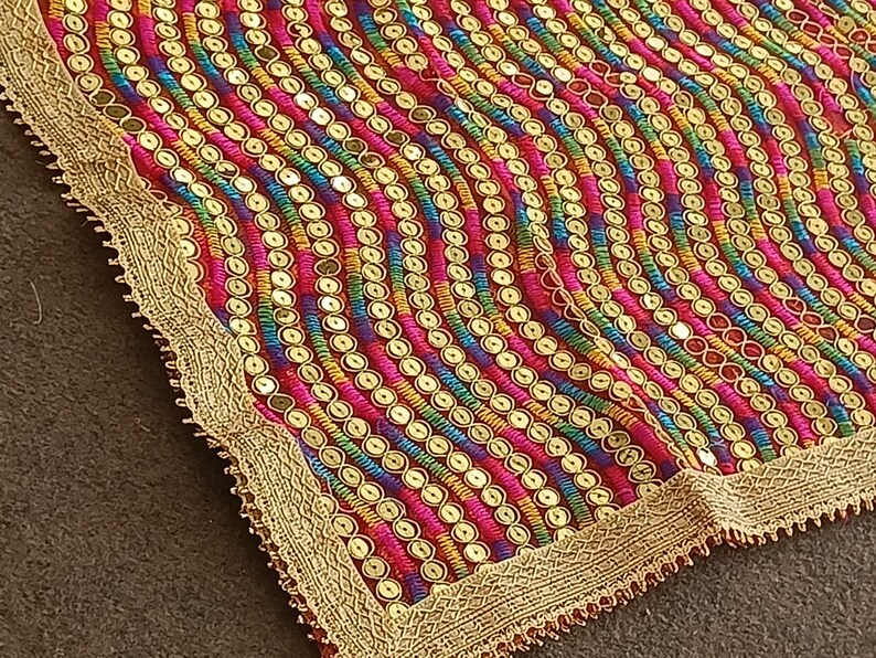 Puja Chunri | Multicolor Net Scarf With Golden Motifs | Devi Maa Chunri ...