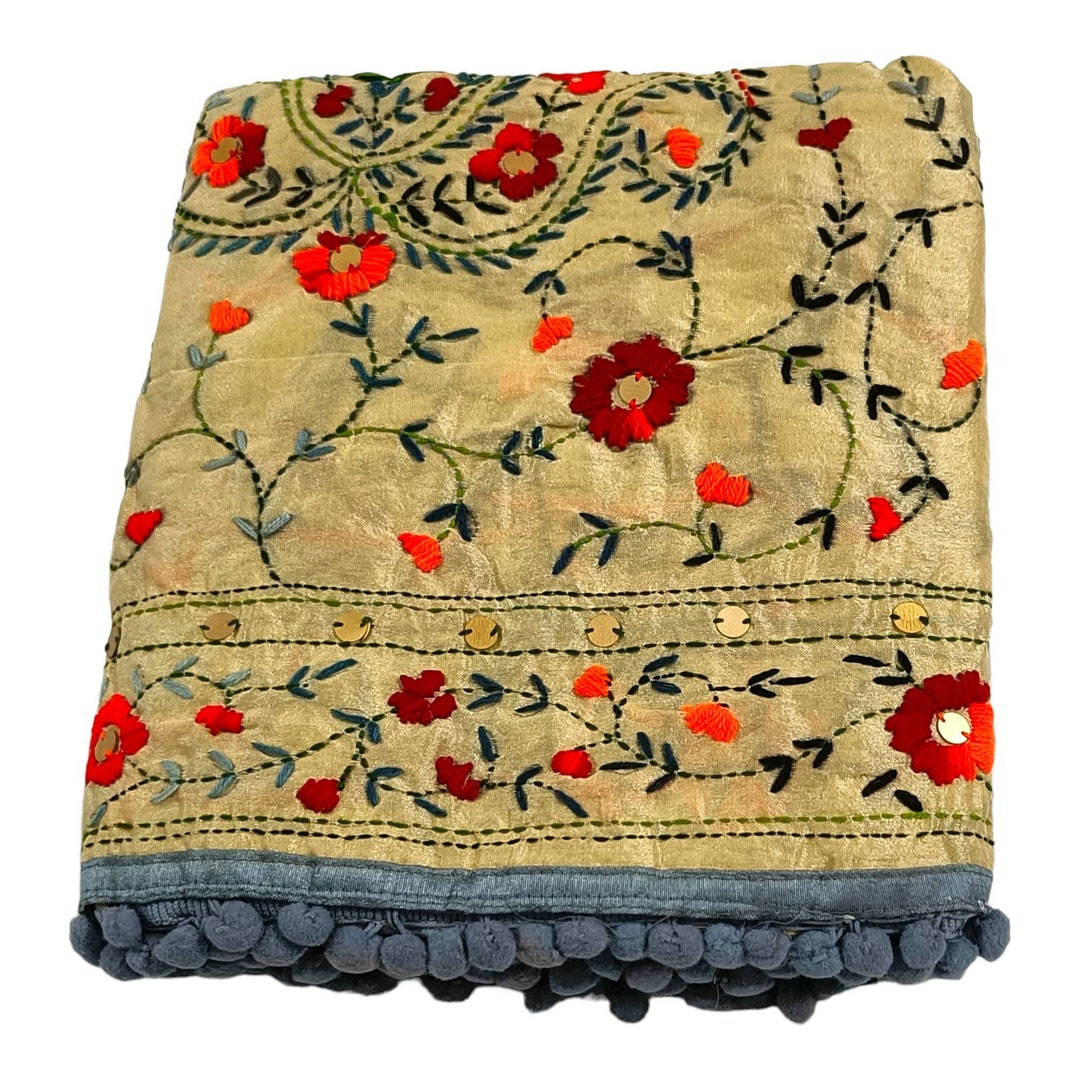 Full Embroidered Dupatta| Kantha Work Dupatta| Traditional Dupatta ...