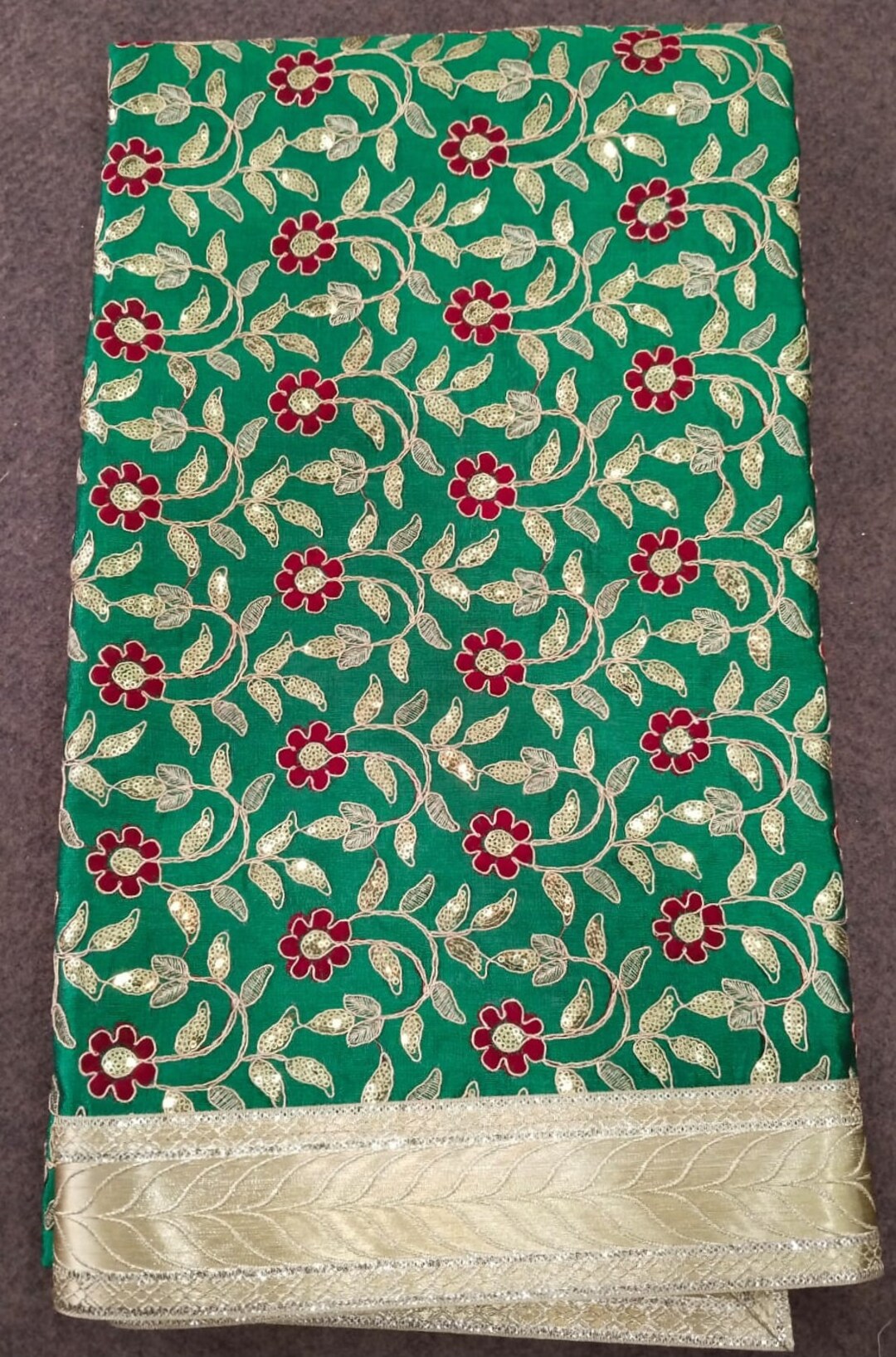 Beautiful Dark Green Embroidered Khadi Silk Sai Baba Vastra/devi Ma ...