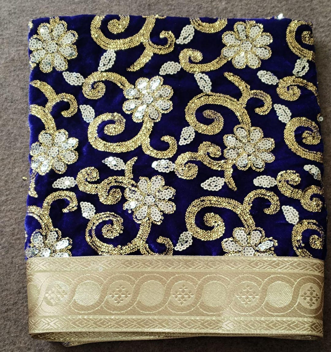 Beautiful Embroidered Royal Blue Velvet Sai Baba Vastra Deity Shawl ...