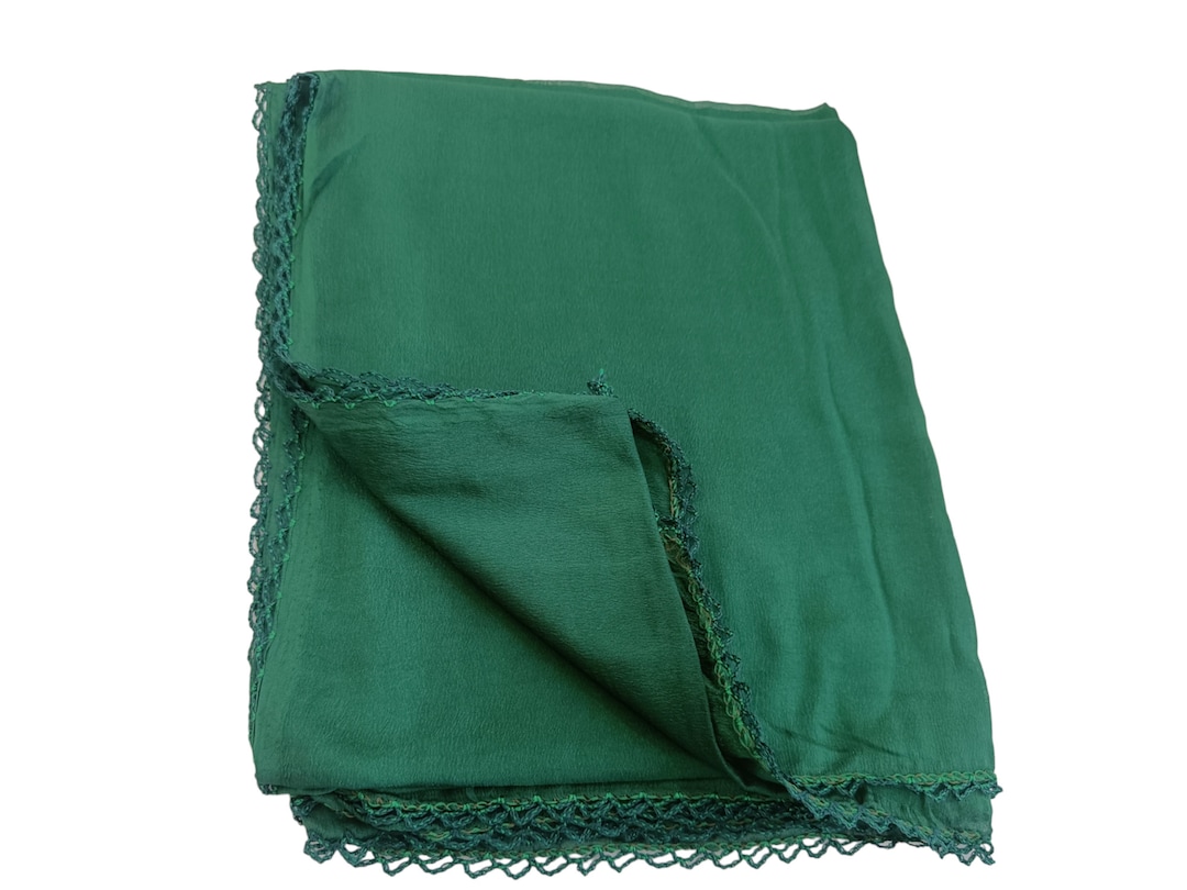 Plain Dark Green Chiffon Dupatta Dark Green Chunni Green Chunrisolid ...