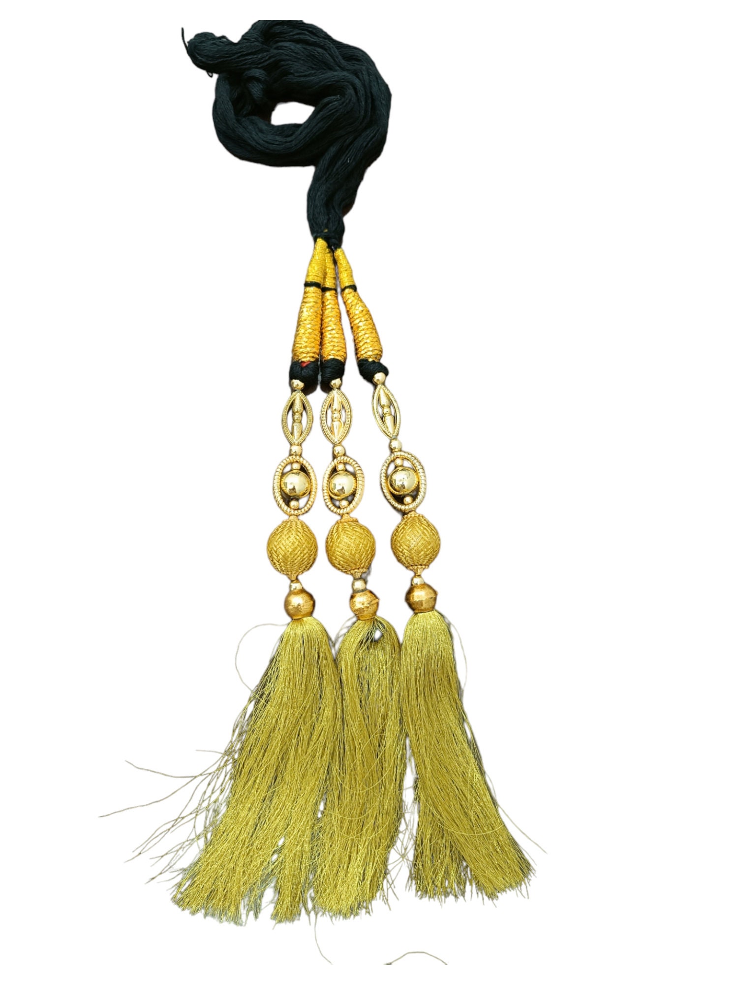 Punjabi Parandi Hair Braid, Black & Bronze Tassels, Wedding Hair ...