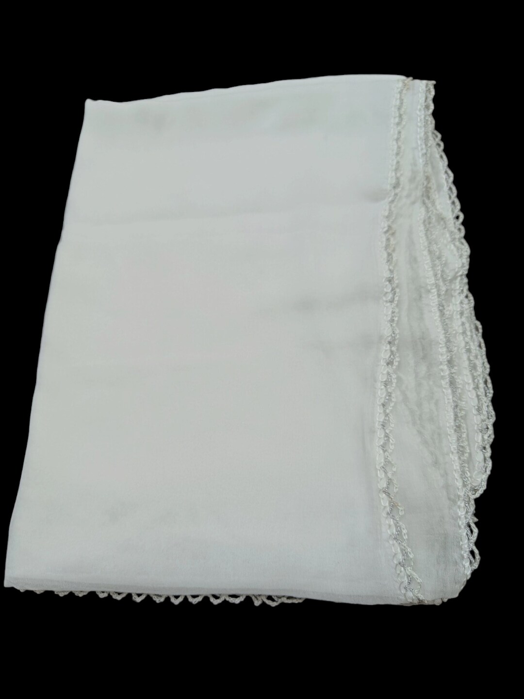 Plain White Chiffon Dupatta With Silver Kingri Border| Multipurpose ...