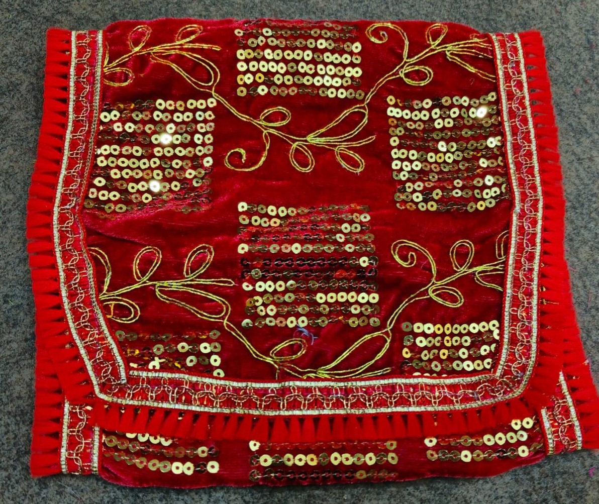 Pooja Chowki Aasan (set of 2) | Embroidered Velvet Pooja Aasan Cloth ...