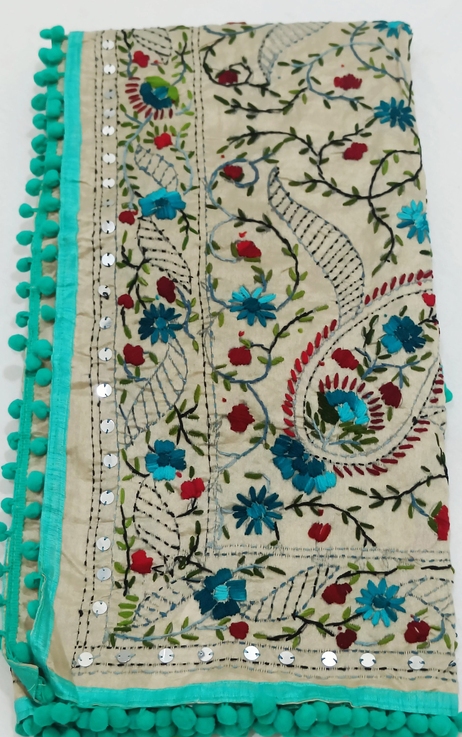 Full Embroidered Dupatta Kantha Work Dupatta Traditional Dupatta ...