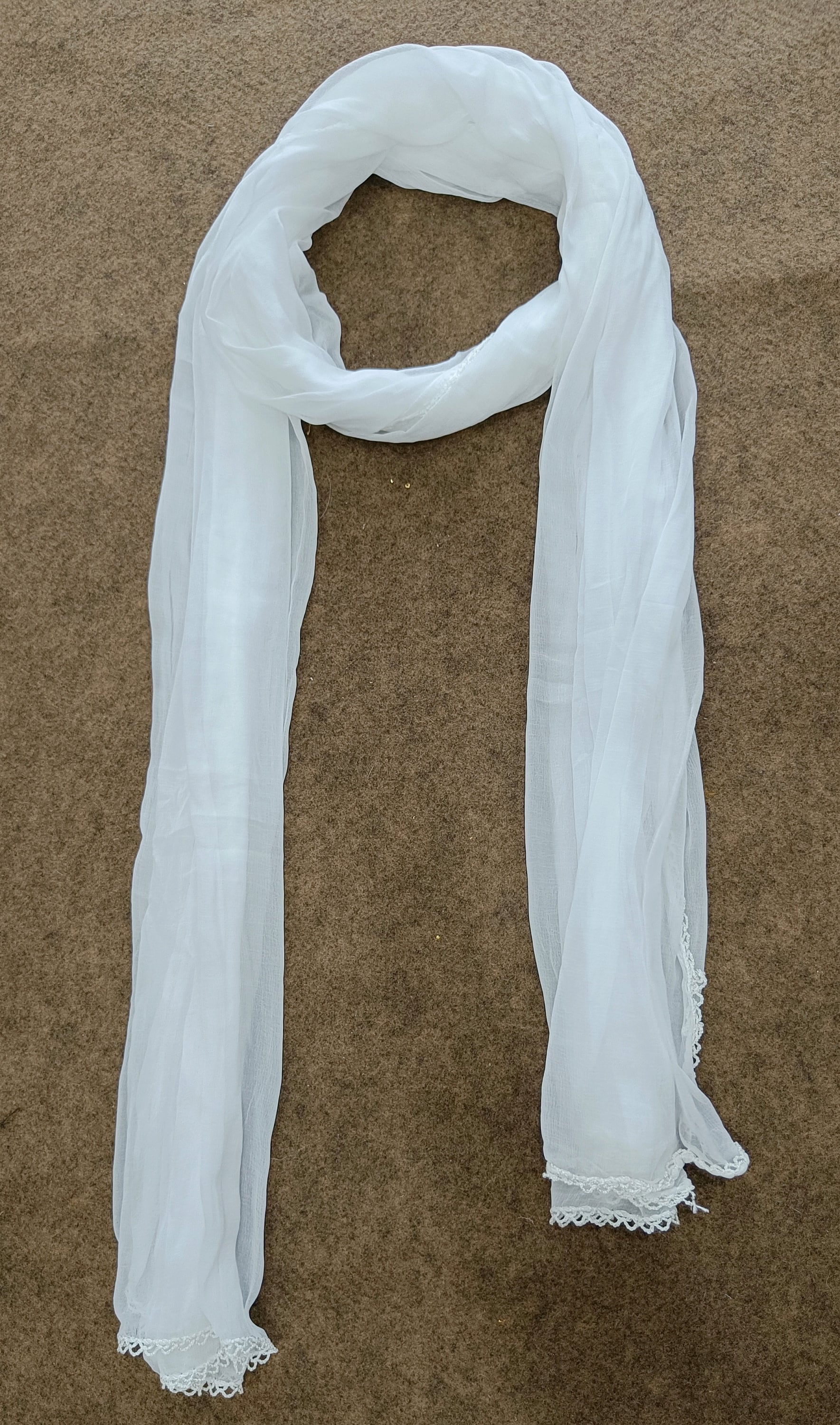 Plain White Chiffon Dupatta With Kingri Border| Multipurpose White ...