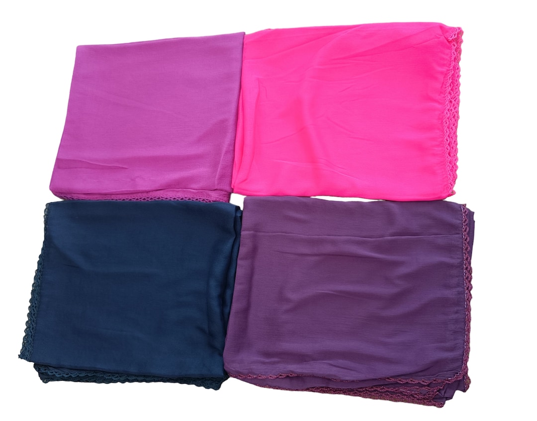 4 Basic Color Dupatta| Dark Pink Dupatta| Purple Dupatta| Navy Blue ...