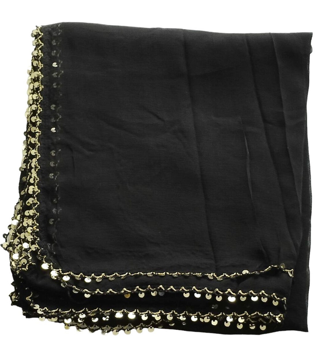 Black Plain Dupatta Black Chunni Black Chunri Solid Black Chiffon ...