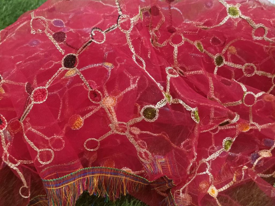 Designer Red Net Dupatta | Indian Dupatta| Stole|red Scarf| Women Net ...