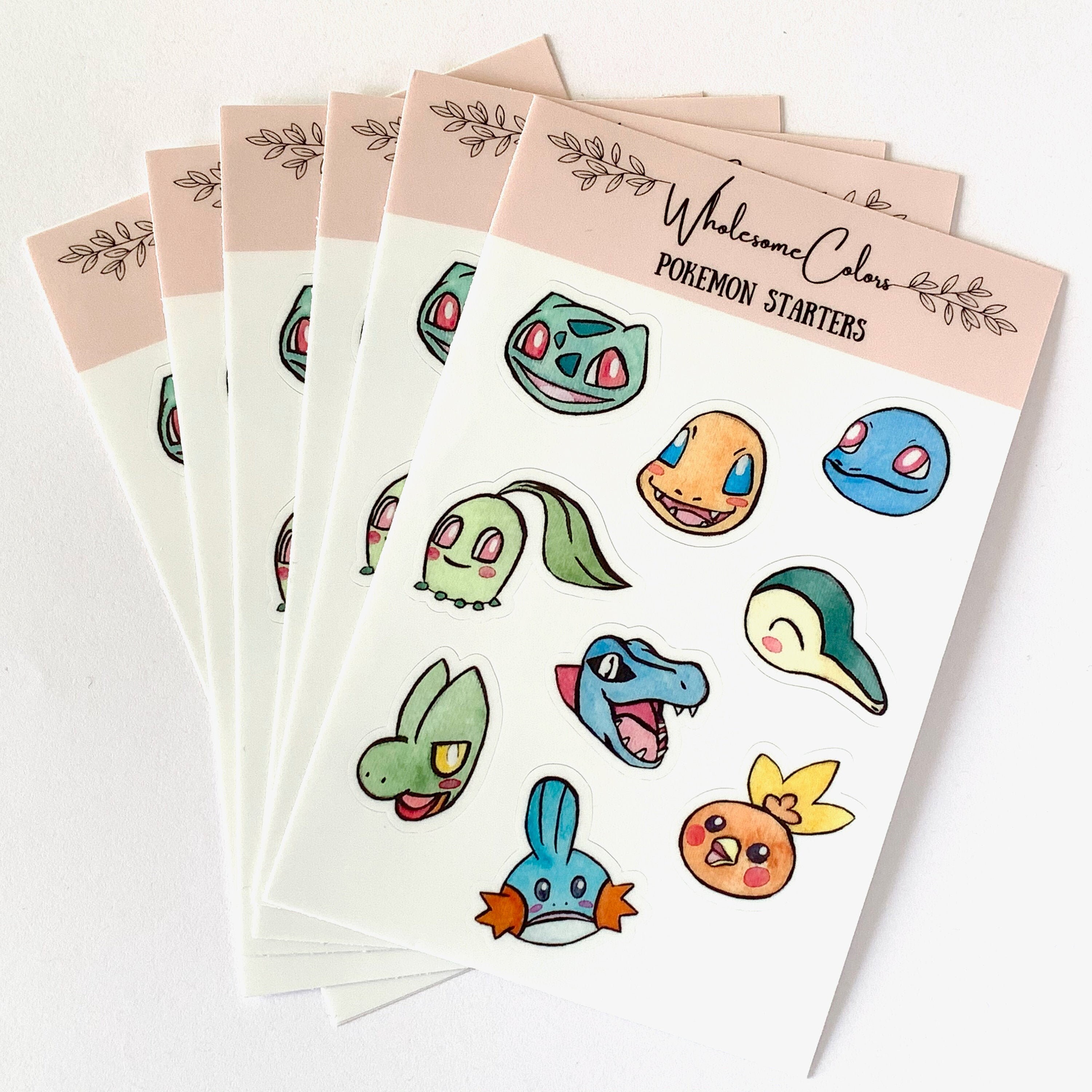 Watercolor Pokemon Starters Stickersheet Gen 1-3 - Etsy