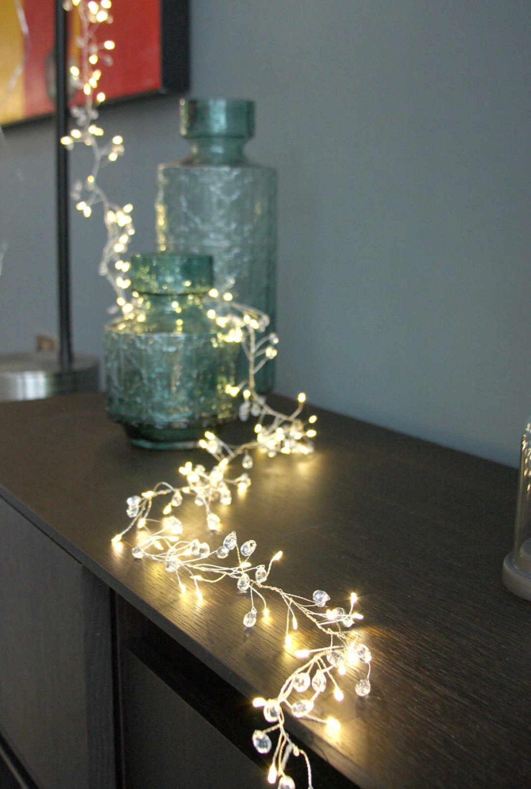 Sparkly Fairy Light Garland - Crystal Cluster Light Chain - Shiny ...