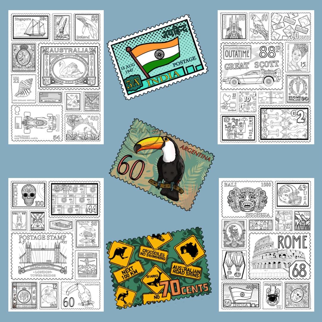 Postage Stamp Colouring Pages Contains 4 Stamp Themed Pictures to ...