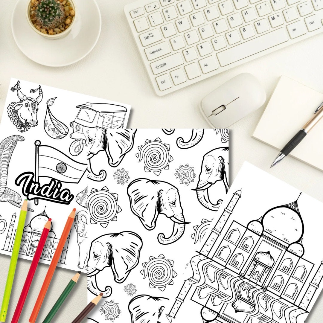 Vibrant India Printable Coloring Pages Featuring Indian Culture and ...