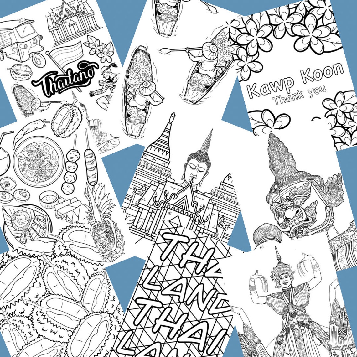 Relax and Color Your Way Through Thailand - Set of 10 Printable Thai ...