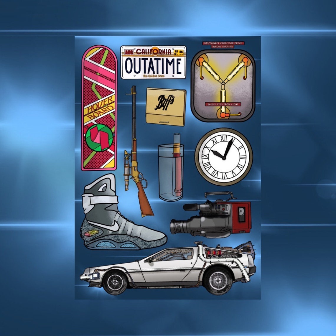 Back to the Future Themed Digital Art Print With Coloring Page Instant ...