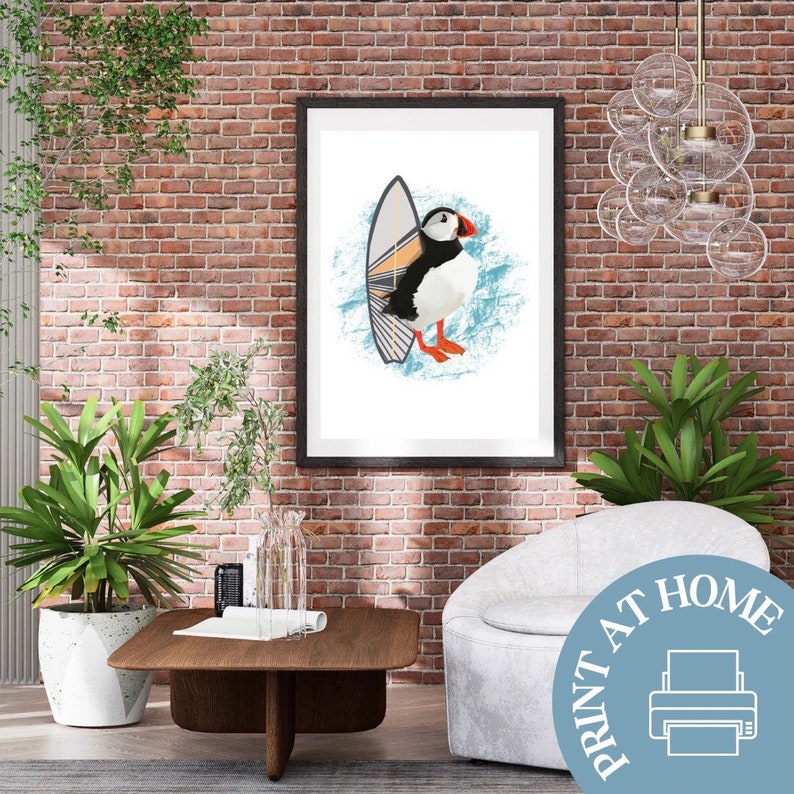 Surfing Birds Themed Printable Wall Art Puffin Printables Penguin Wall ...