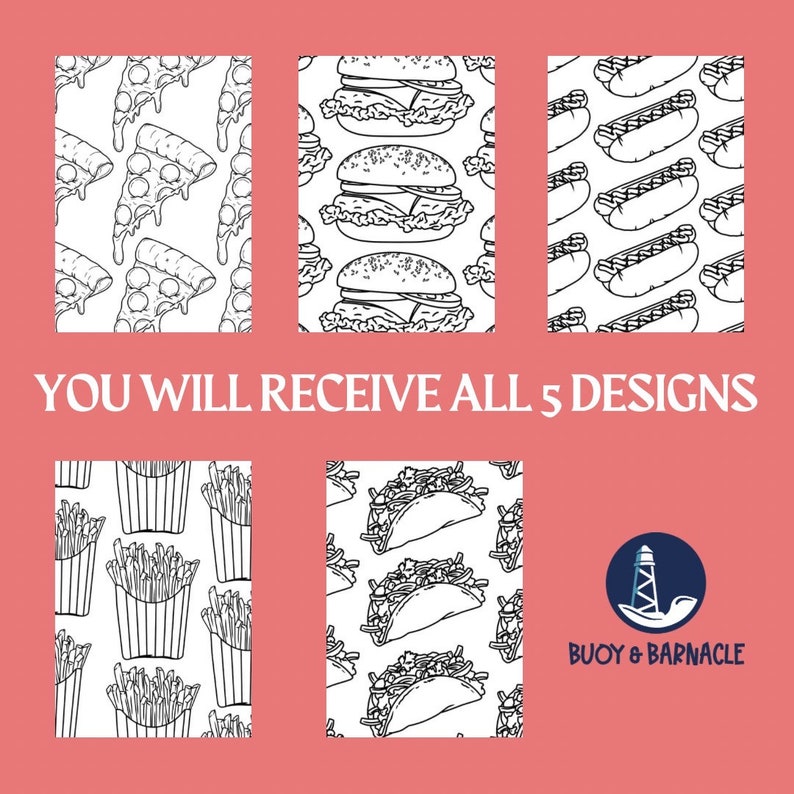 Fast Food Colouring Pages Set 1 Contains 5 Food Pictures to Download ...