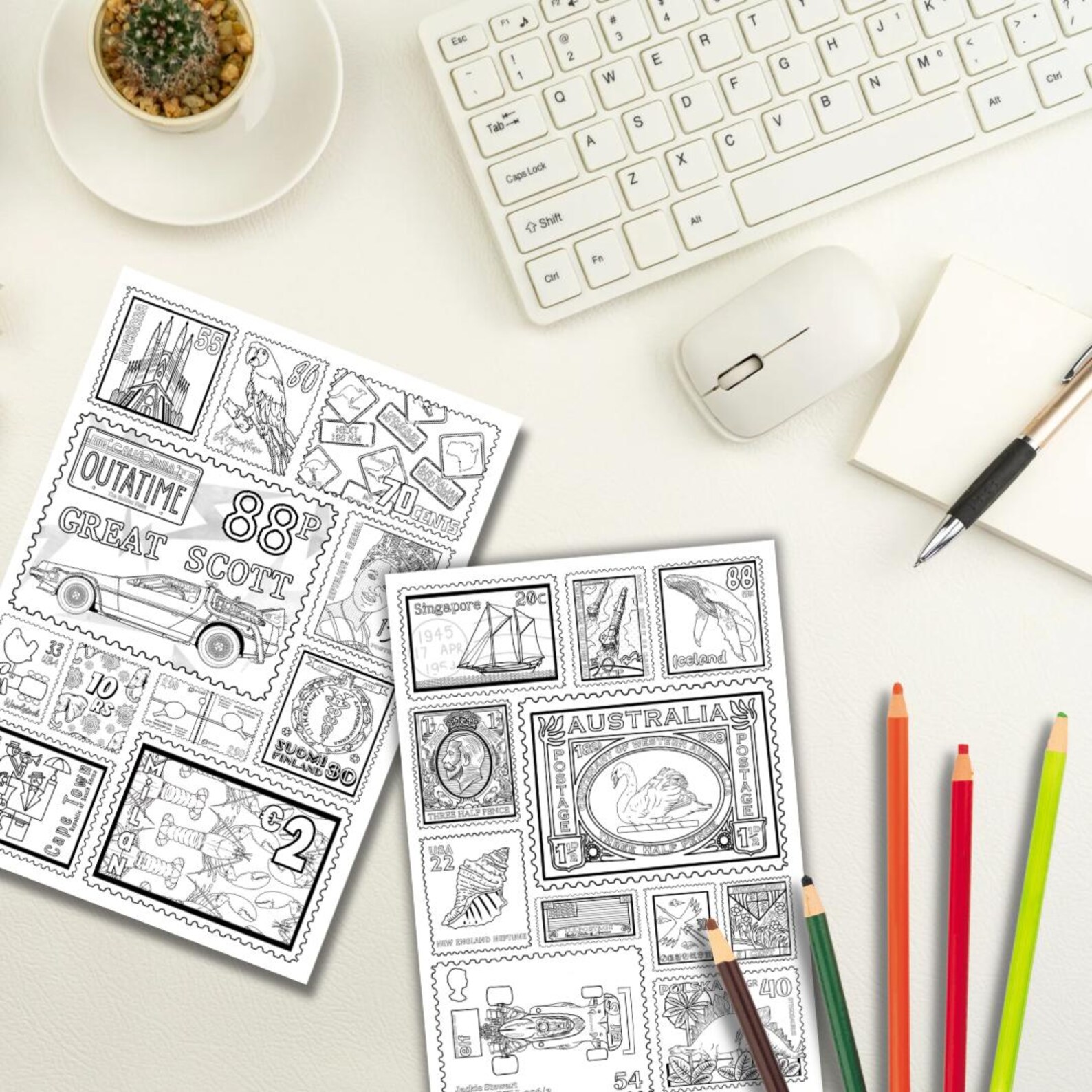 Postage Stamp Colouring Pages Contains 4 Stamp Themed Pictures to ...