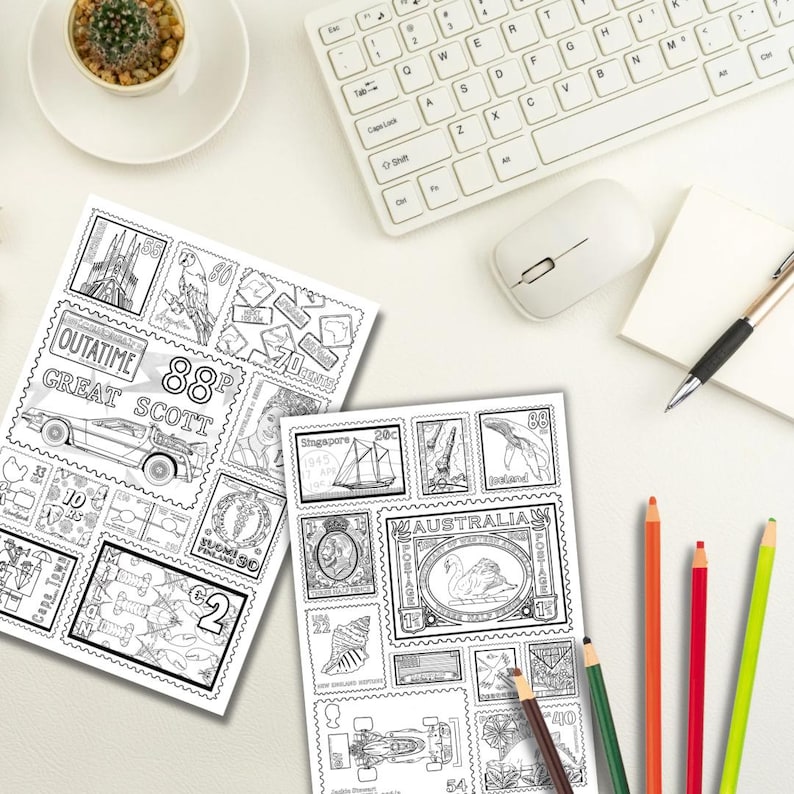 Postage Stamp Colouring Pages Contains 4 Stamp Themed Pictures to ...
