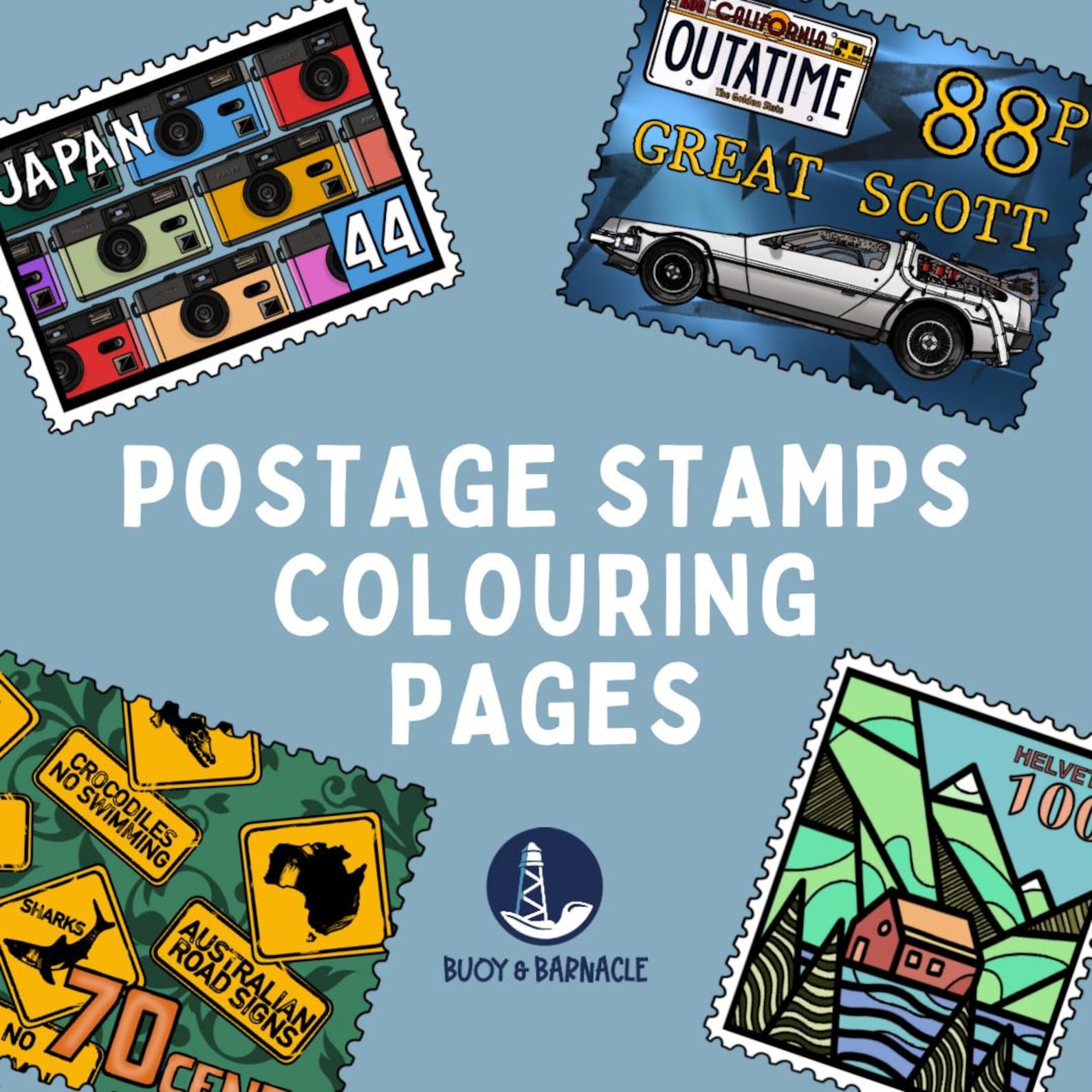 Postage Stamp Colouring Pages Contains 4 Stamp Themed Pictures to ...