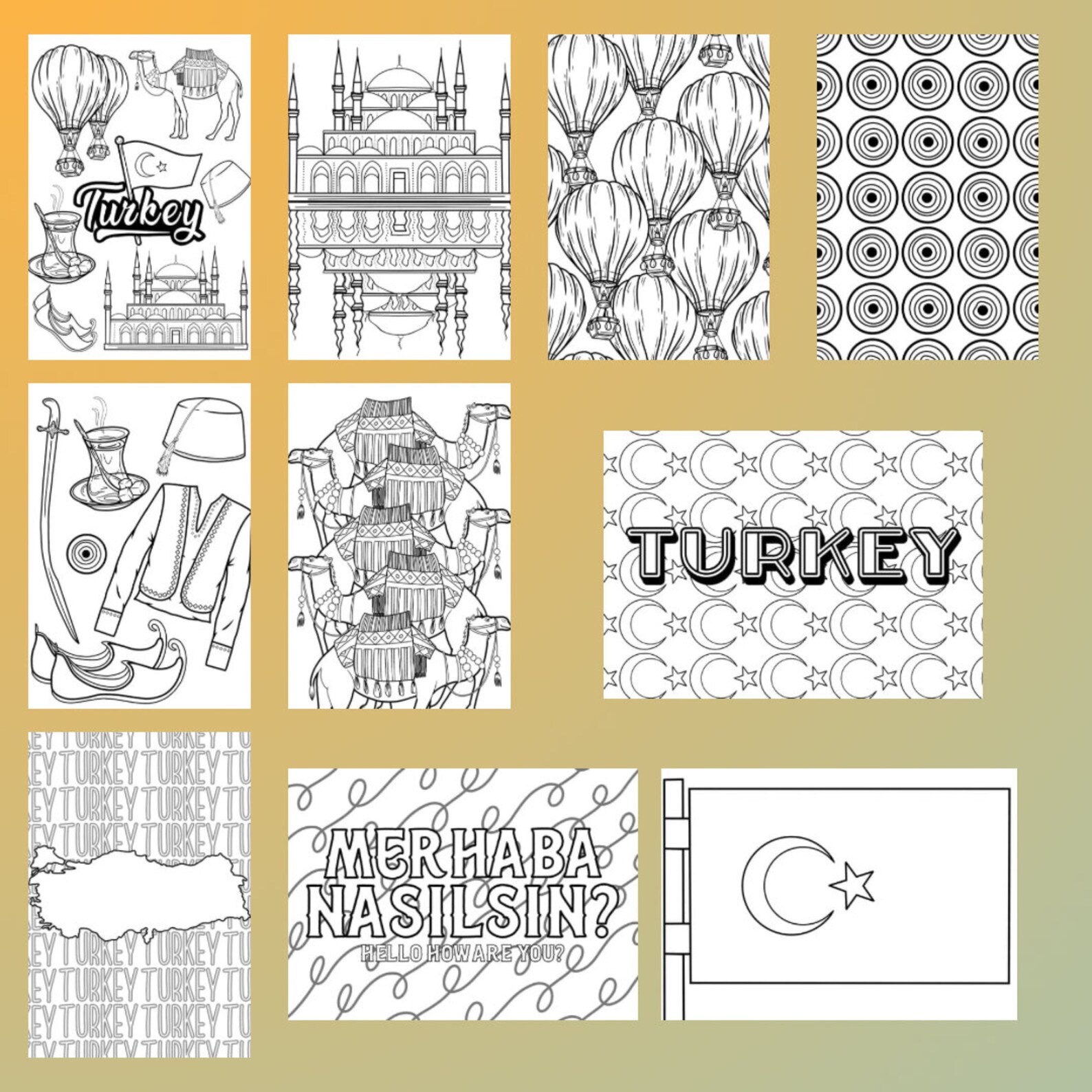 Turkey Colouring Pages Contains 10 Turkish Themed Pictures to Download ...