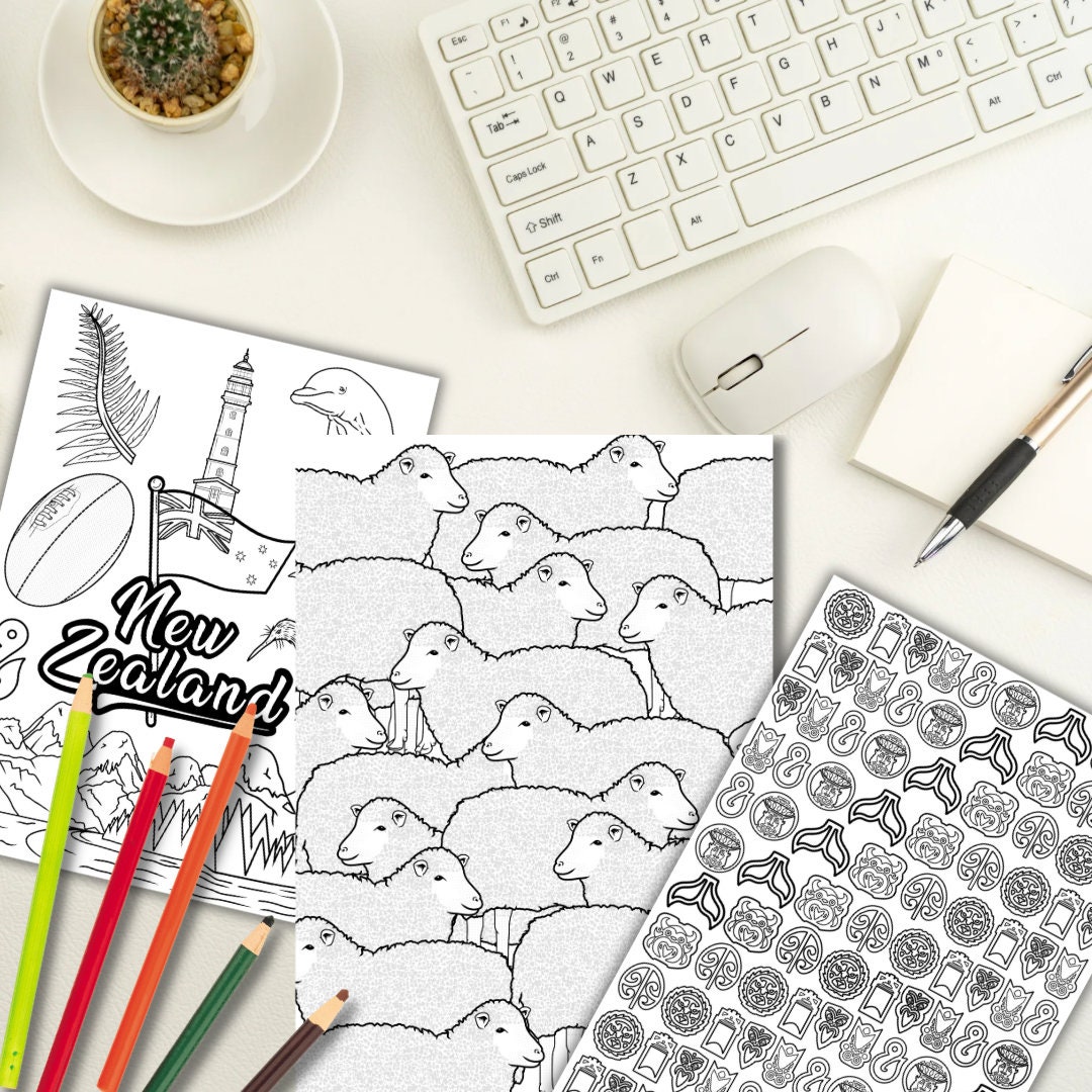 Relax and Colour Your Way Through New Zealand - Set of 10 Printable Nz ...