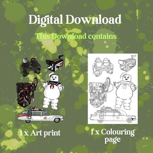 Ghostbusters Themed Digital Art Print With Coloring Page Instant ...