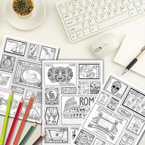 Postage Stamp Colouring Pages Contains 4 Stamp Themed Pictures to ...