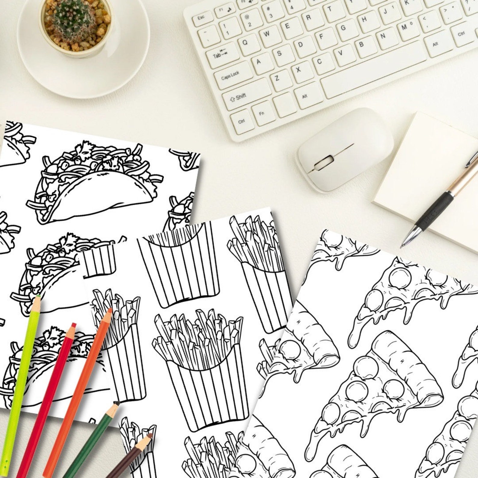 Fast Food Colouring Pages Set 1 Contains 5 Food Pictures to Download ...