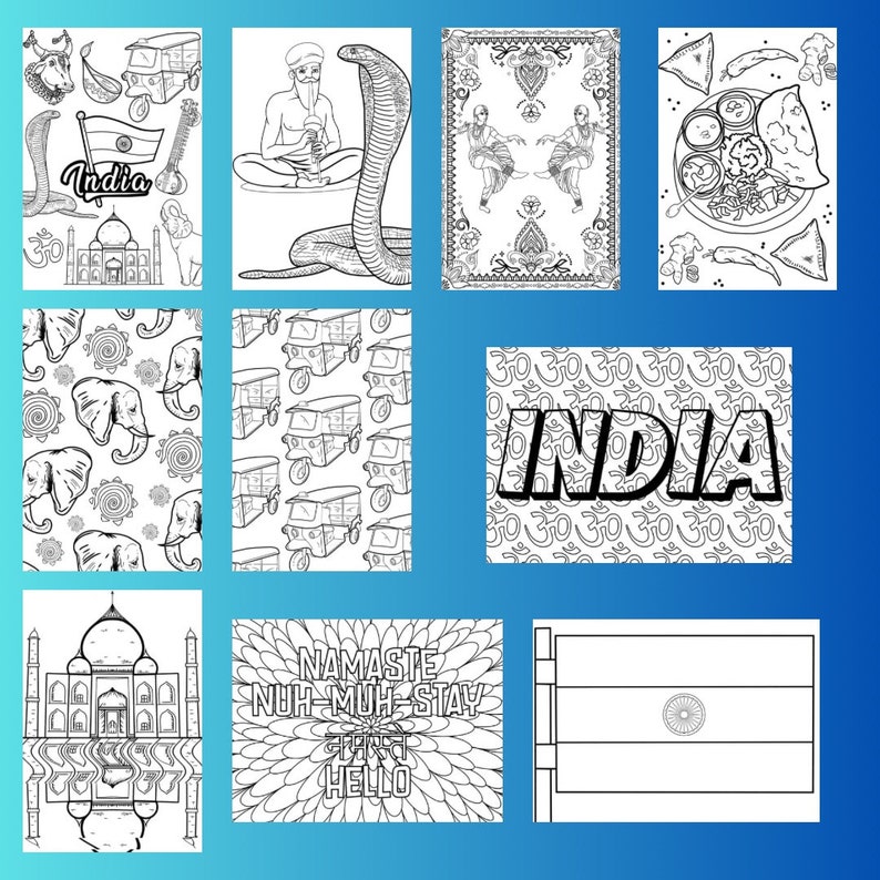 Vibrant India Printable Coloring Pages Featuring Indian Culture and ...