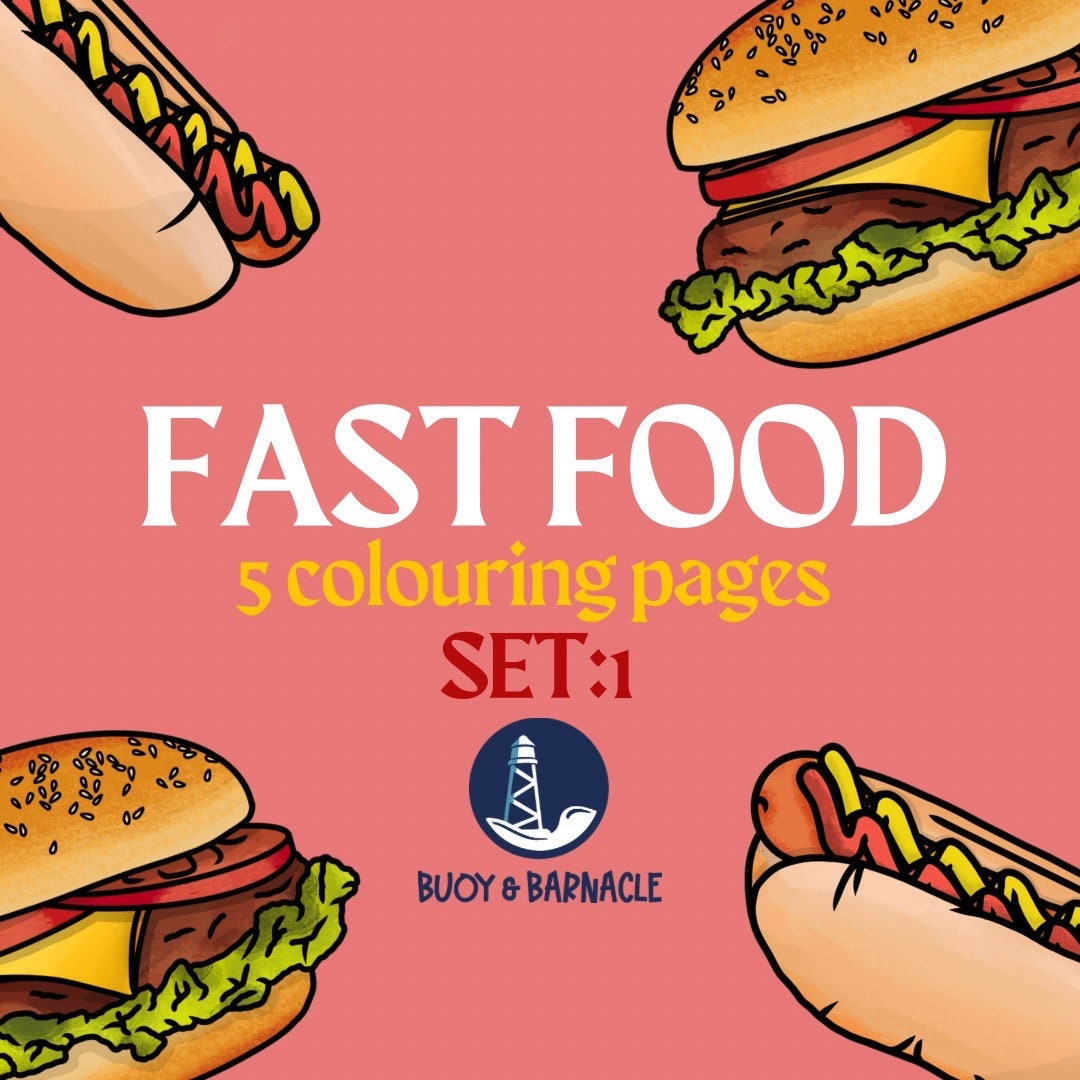 Fast Food Colouring Pages Set 1 Contains 5 Food Pictures to Download ...