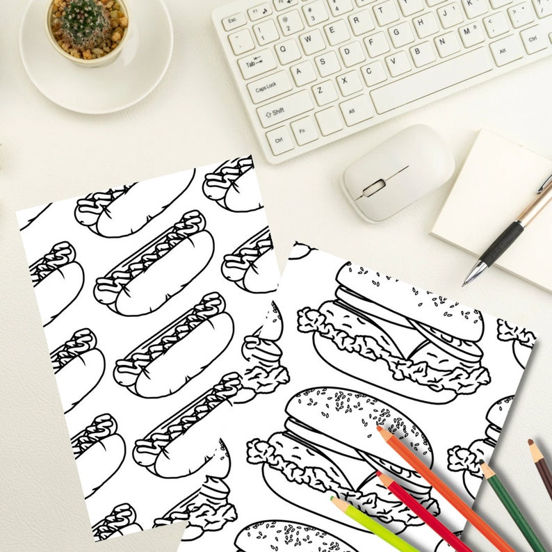 Fast Food Colouring Pages Set 1 Contains 5 Food Pictures to Download ...