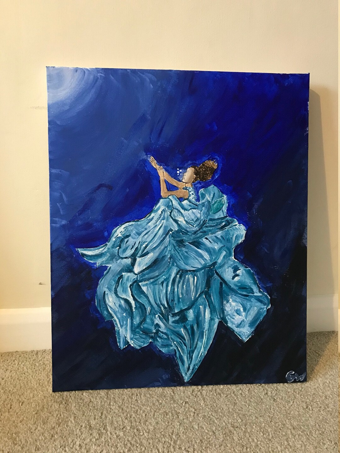 Abstract Girl Floating in Water Acrylic Painting on Stretched Canvas - Etsy