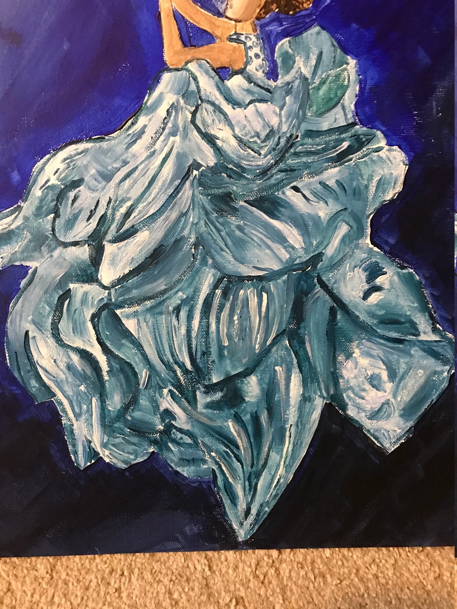 Abstract Girl Floating in Water Acrylic Painting on Stretched Canvas - Etsy