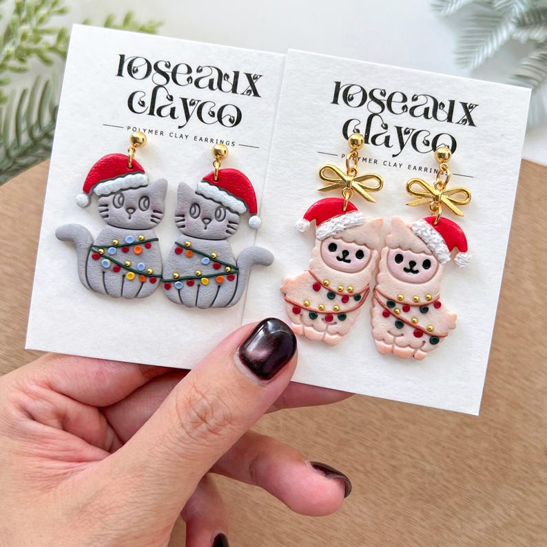 Christmas Animal Stocking Polymer Clay Cutters | Animal With Santa Hat ...