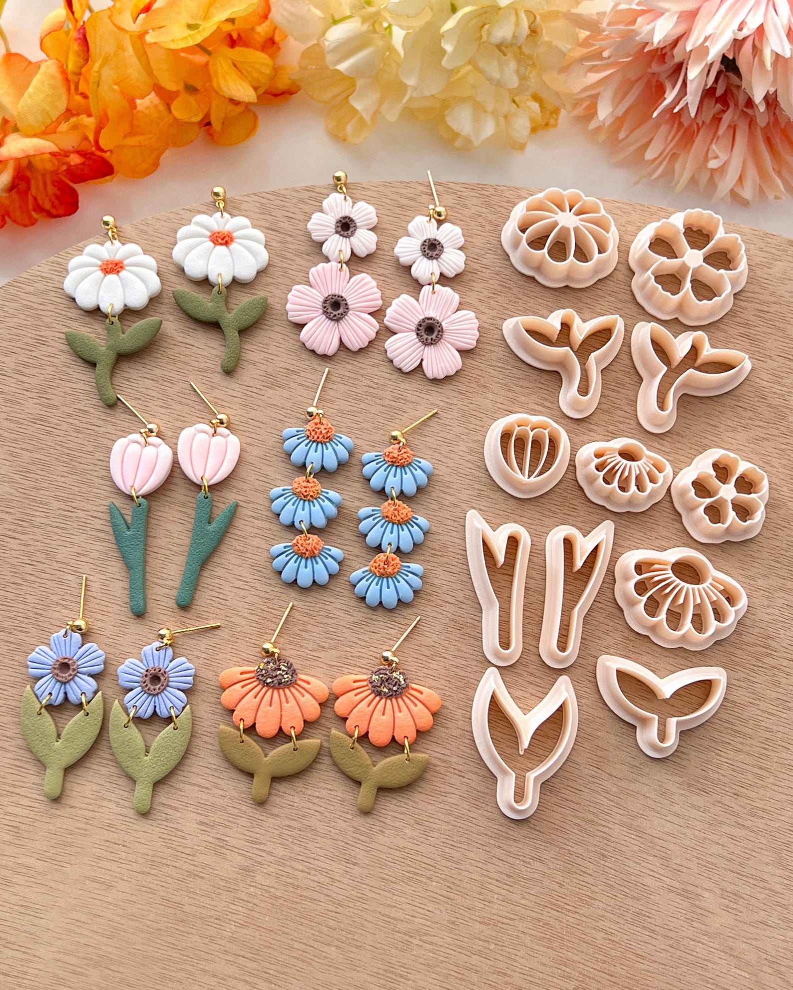 Spring Flower Leaf Polymer Clay Cutters | Floral Clay Earring Cutter ...