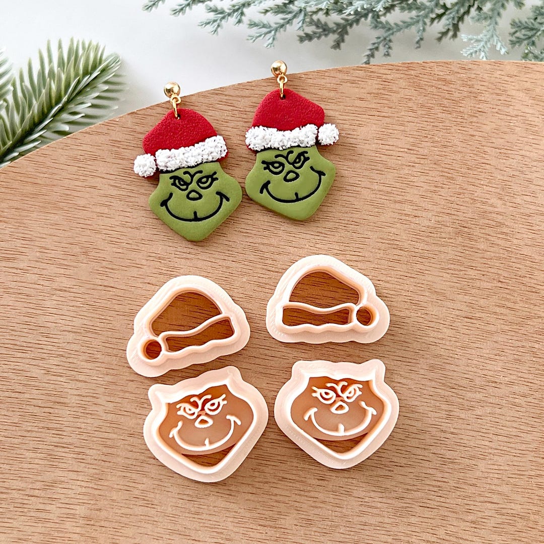 Grinch With Hat Polymer Clay Cutters | Christmas Clay Cutters | Winter ...