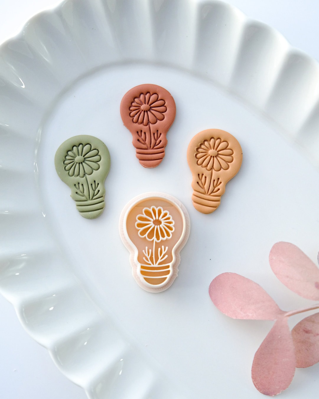 Flower in Light Bulb Polymer Clay Cutters | Spring Boho Earring Clay ...