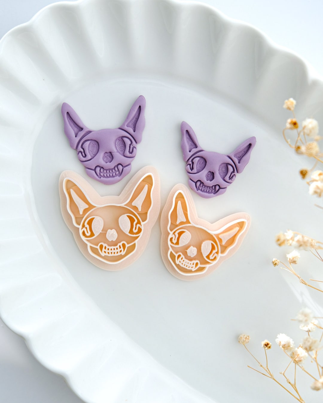 Halloween Cat Skull Polymer Clay Cutters: Earring Making - Etsy