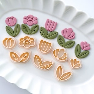 Flower Leaf Clay Cutters Set Spring Floral Polymer Clay Cutters Earring ...