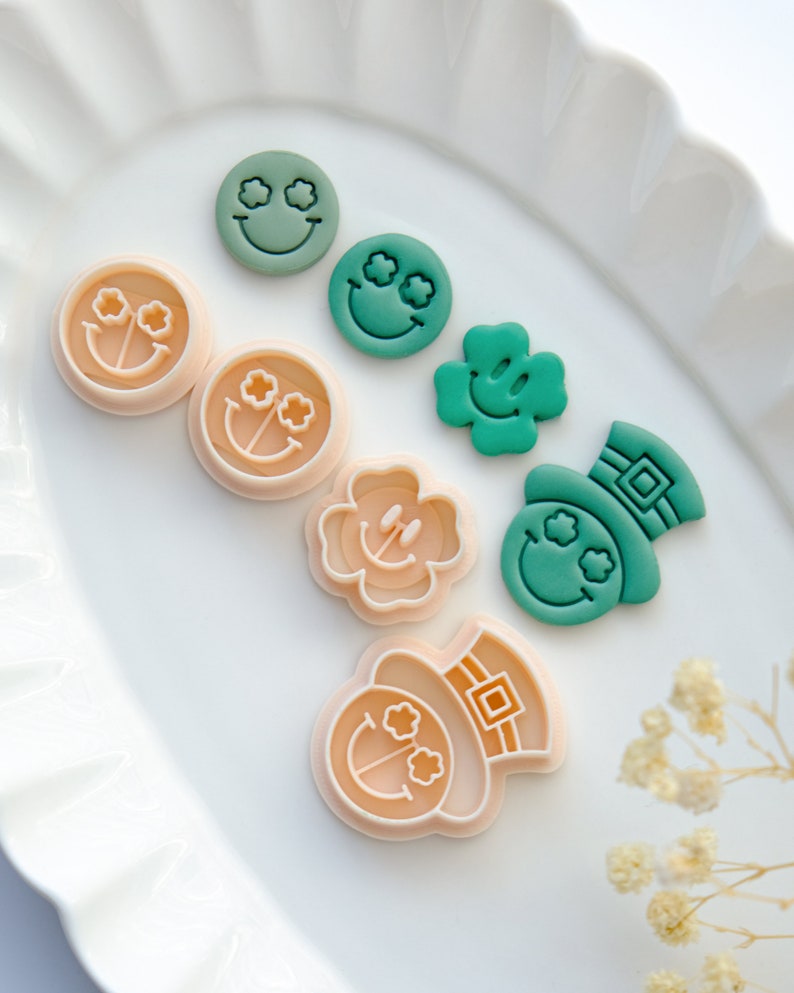 Smiley Face Clover Clay Cutters: Polymer Clay Earring Jewelry Making - Etsy