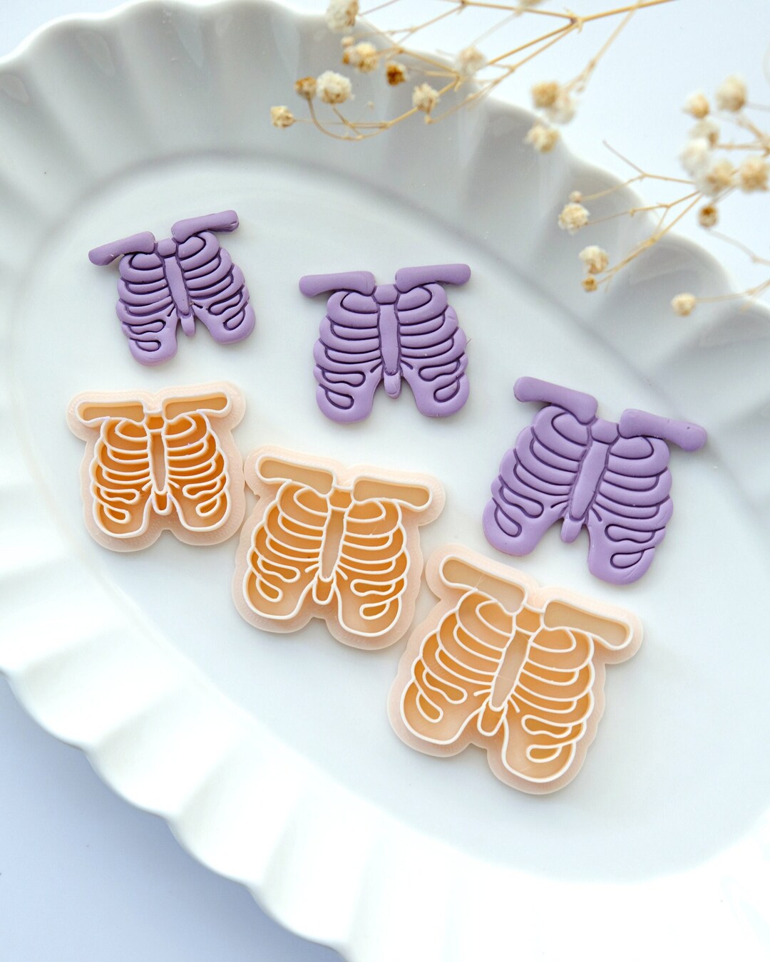 Rib Skeleton Bones Halloween Clay Cutters | Skeleton Spooky Polymer ...
