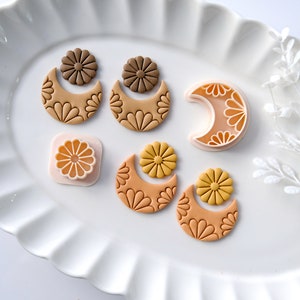 Boho Daisy Moon Polymer Clay Cutters: Spring Earring Jewelry - Etsy