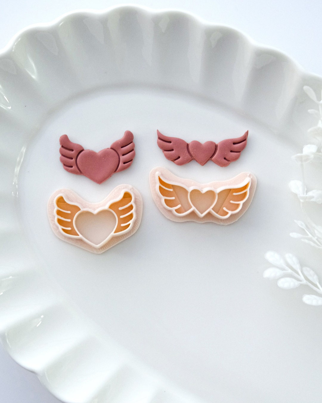 Heart With Angle Wings Clay Cutters | Valentine's Day Polymer Clay ...