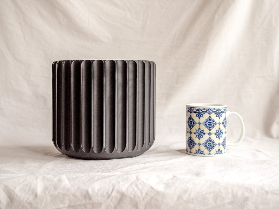 Fluted Pots - 3D Printed Black Pots - Etsy UK